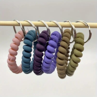 12 Wrist Keychains Coil Spiral Bulk Retractable Key Ring, Kids Stretch ...