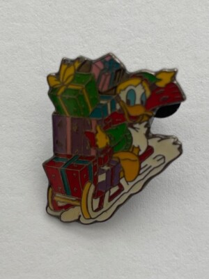 Disney Rare Donald Duck Riding Sled Merry Holiday Christmas Presents ...