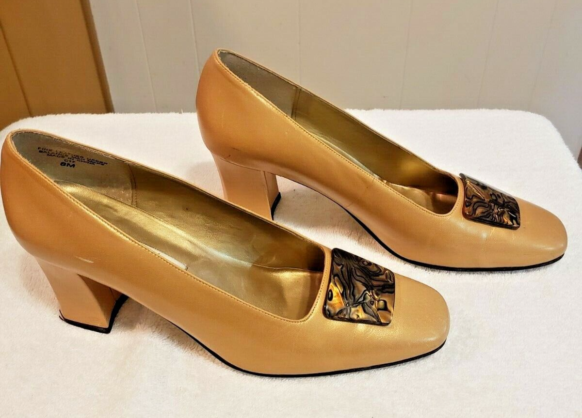 Womens Ann Marino Honey Tan Kid Skin Leather Pumps Size 8M | eBay
