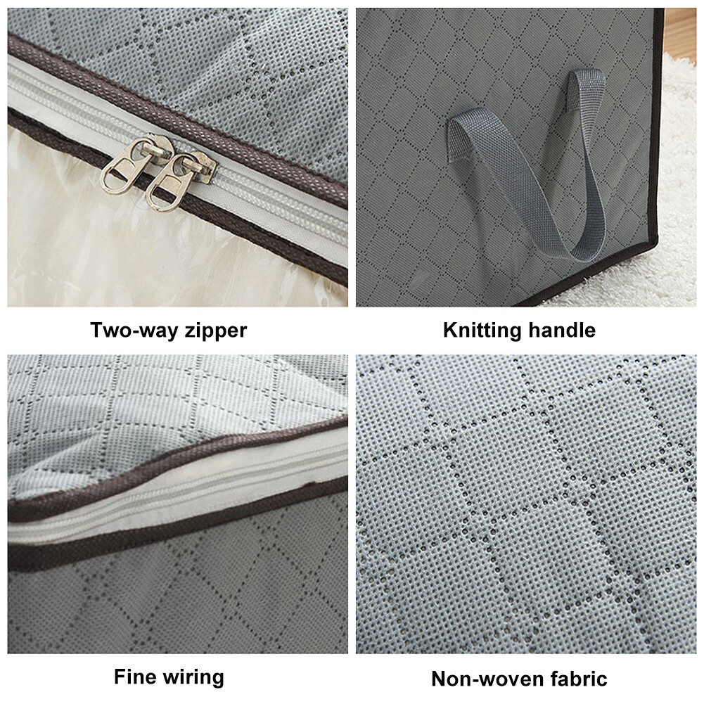 6pcs With Reinforced Handle Clothes Storage Bag Grey For Moving House ...