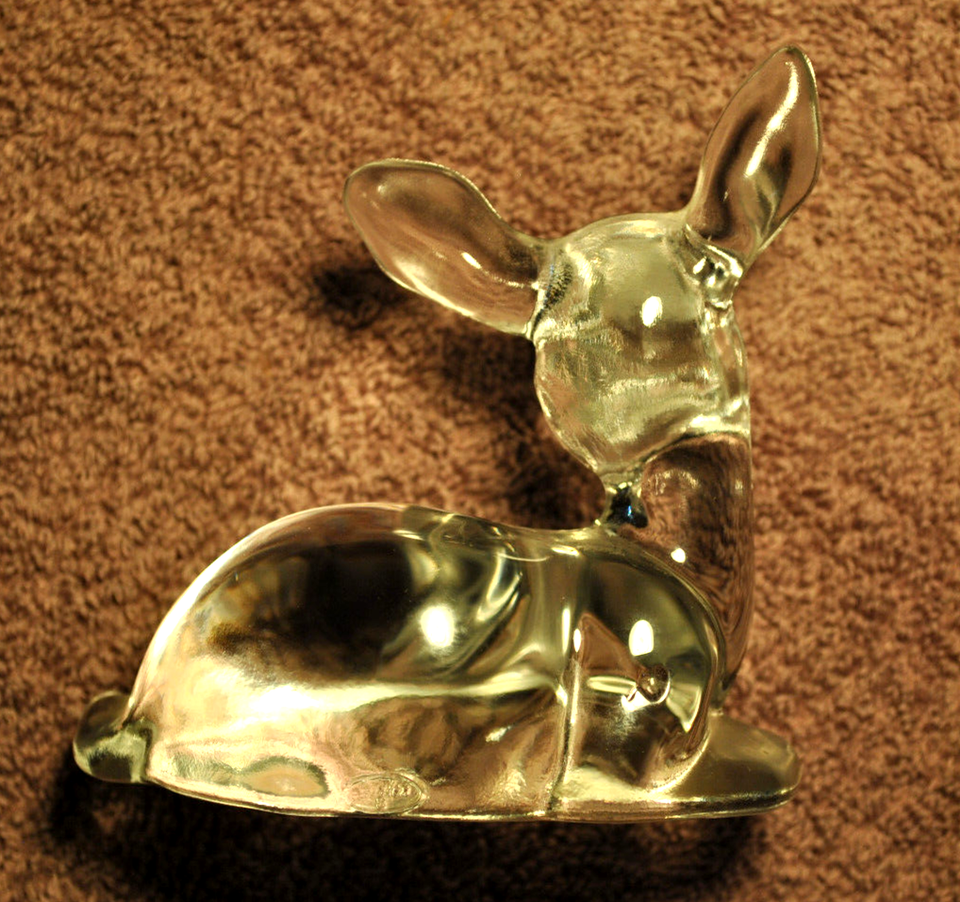 Fenton Crystal Clear Glass Deer Doe Fawn Art Glass Figurine | eBay