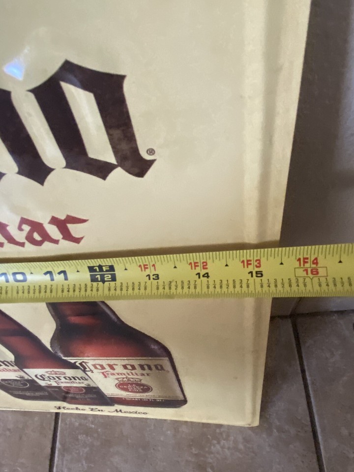 New Corona Familiar Beer Tin Tacker Sign 23”x17.5” Man Cave Beer Sing ...