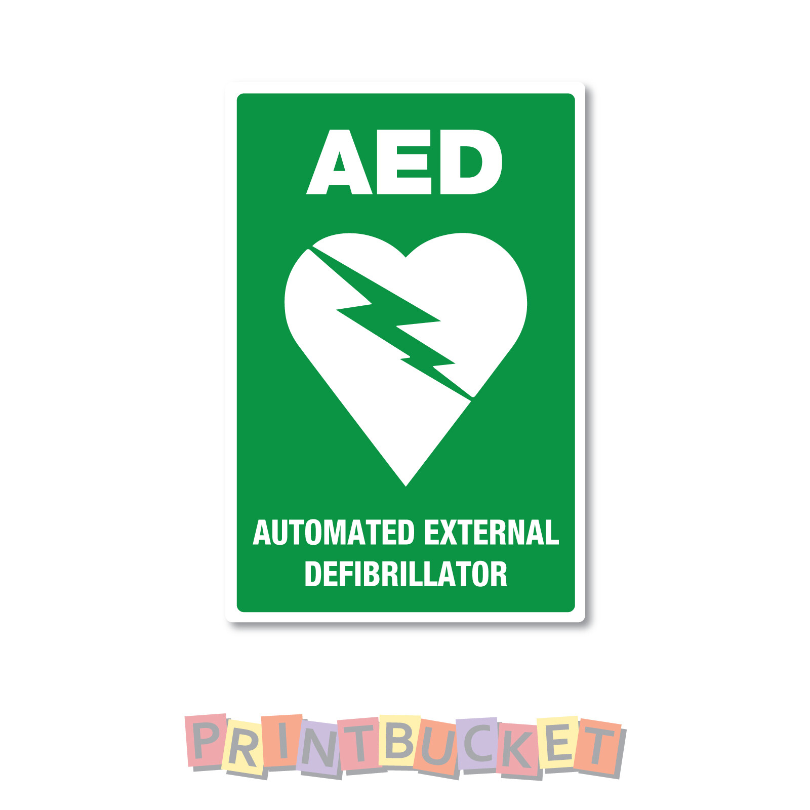 AED Automated External Defibrillator sticker 150mm water/fade proof ...