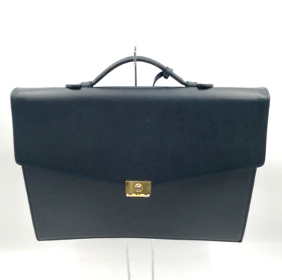Chaumet Navy Leather Briefcase Business Bag Handbag | eBay