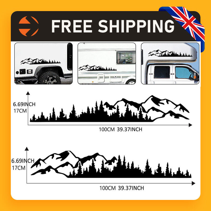 2 x Side Body Stickers Decal Mountain Forest For Car Camper Van ...
