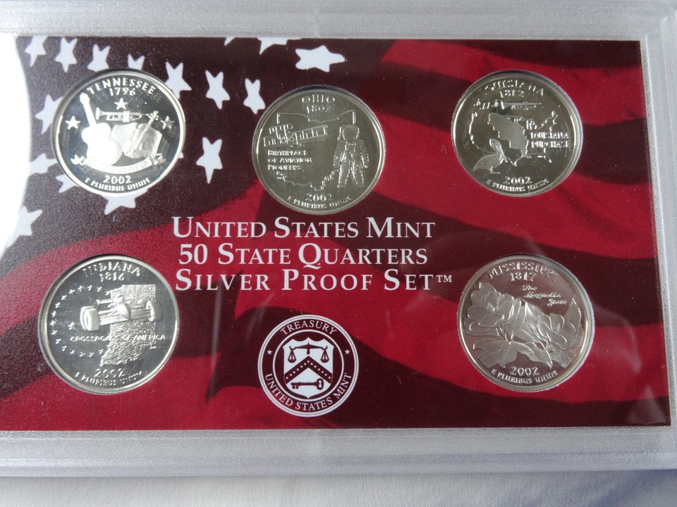 1999-2009 Statehood Quarter Silver Proof Sets 56 US Mint Coins 25C in ...