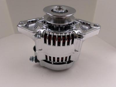 Chrome 90 AMP Mini Alternator GM Denso Style V Belt 1 Wire Street ...
