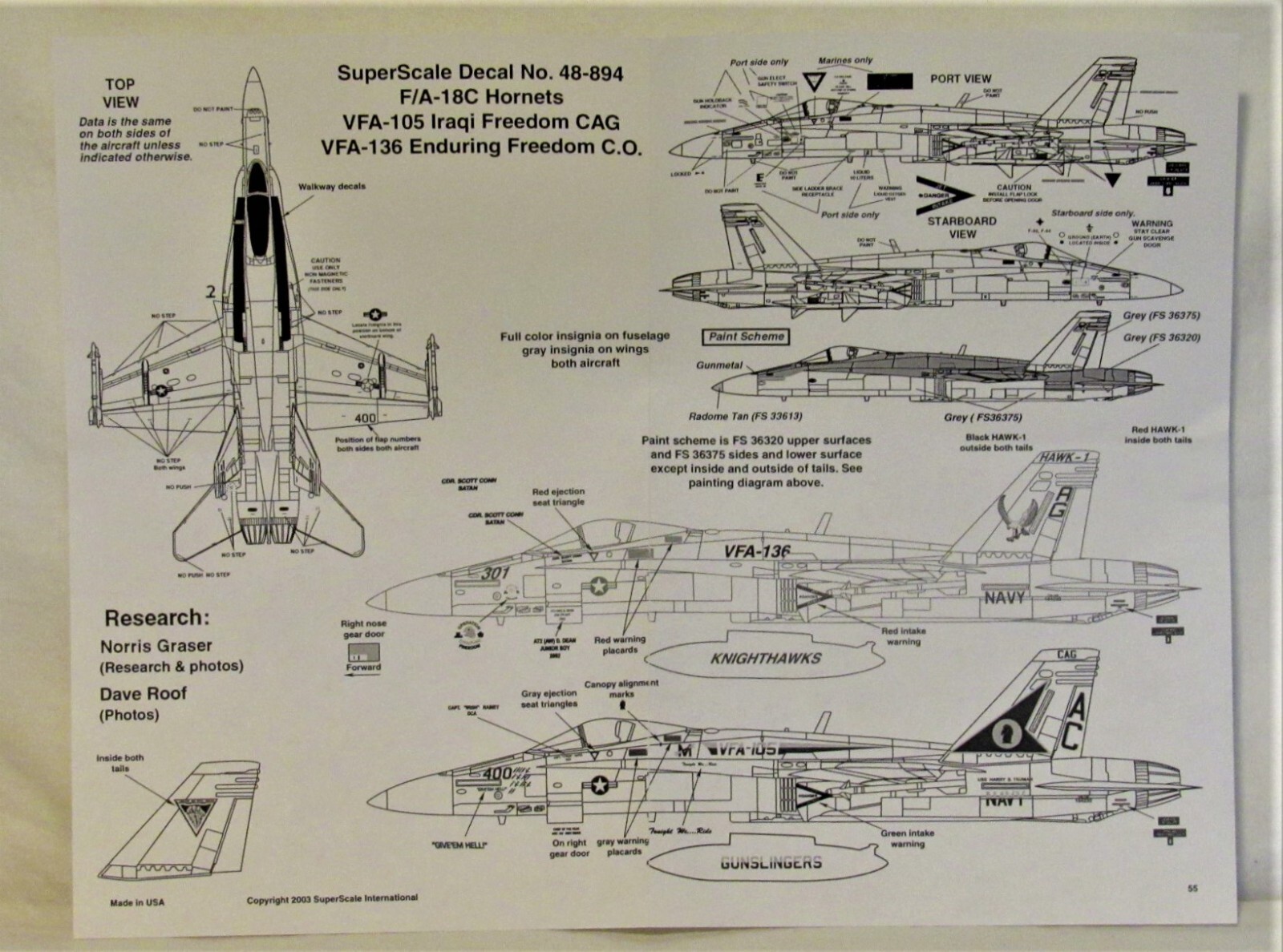 SuperScale 48-894 F/A-18C Hornets VGA-105 Iraqi & Vfa-136 Enduring ...