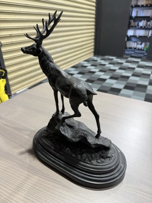 BRONZE STAG DEER SCULPTURE PJ MENE STATUE METAL FRENCH FRANCE CASTING ...