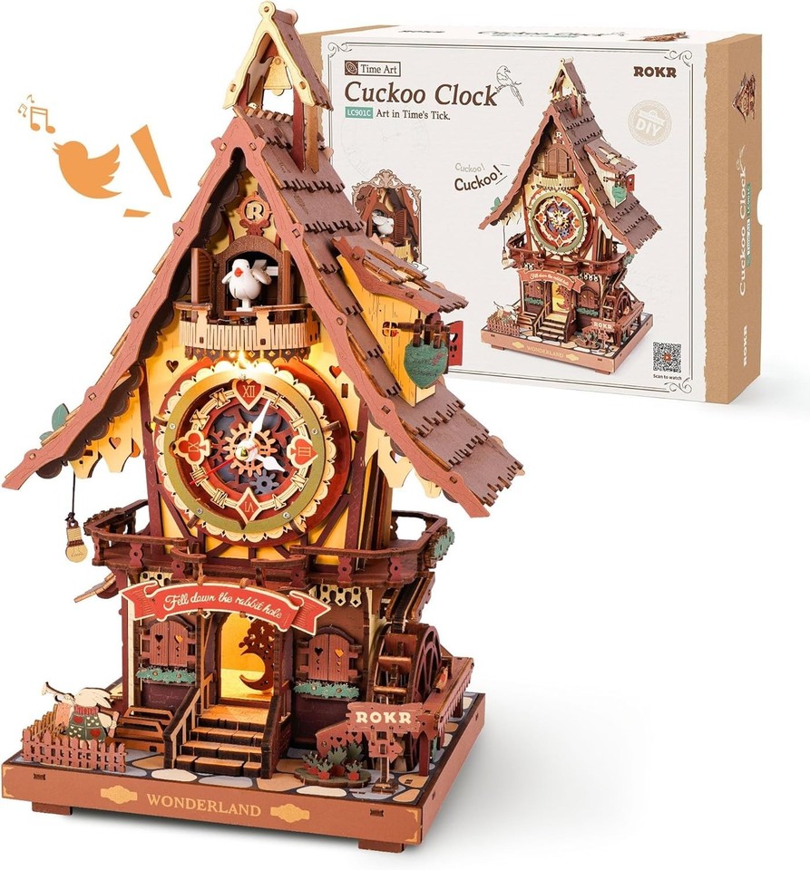 ROKR Mechanical Cuckoo Clock 3D Puzzle - Working Gears DIY Model Kit ...
