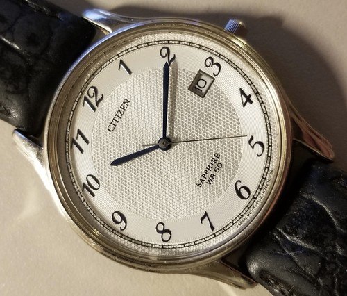 CITIZEN SAPPHIRE 1112-S66641 PRE-OWNED 35 MM CHROMED CASE QUARTZ MENS ...