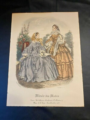 Vtg Color Victorian Lady Dress Print " Miroir Des Modes" | eBay