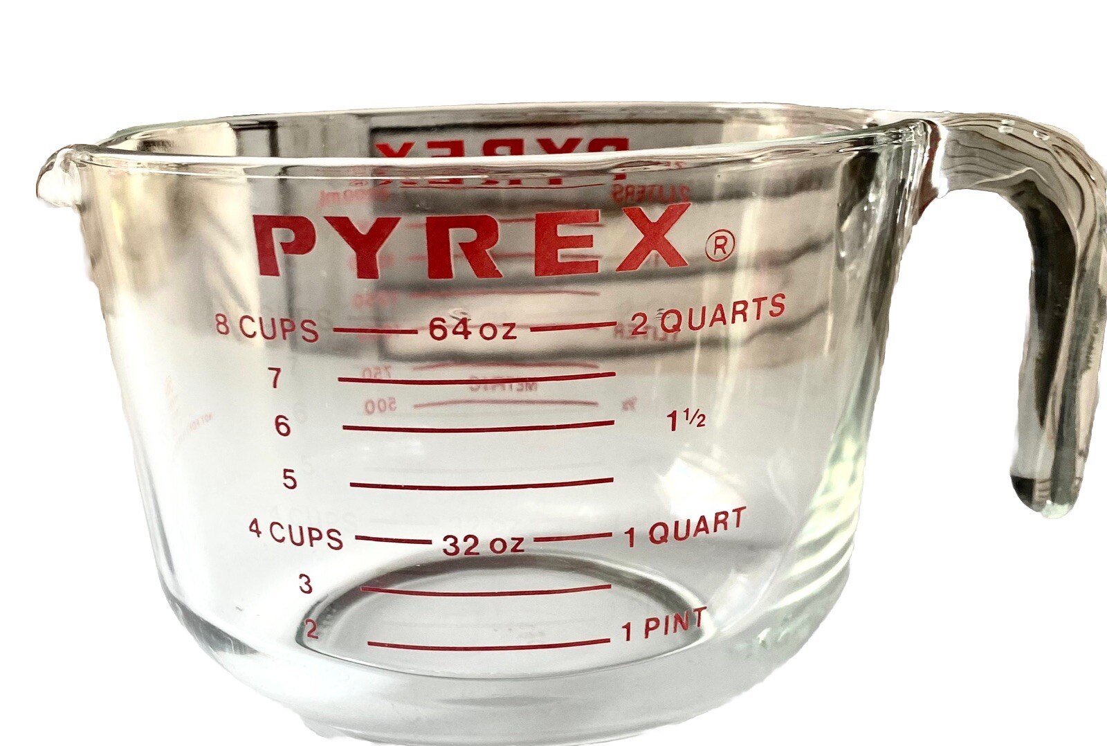 Pyrex 8-Cup Clear Glass Measuring Cup 64 Oz Corning 564 Red Lettering ...