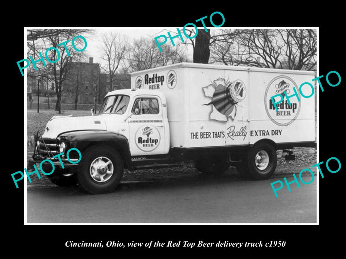 OLD 8x6 HISTORIC PHOTO OF CINCINNATI OHIO THE RED TOP BEER TRUCK c1950 ...