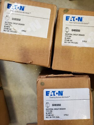 Cutler hammer Eaton GHB3050 50amp 3 pole circuit breaker type GHB New ...