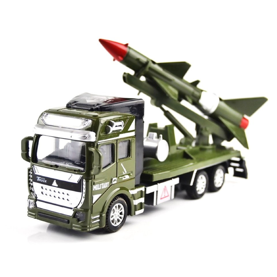 1:64 Military Truck Alloy Model with Rocket Missile Souvenir Static ...