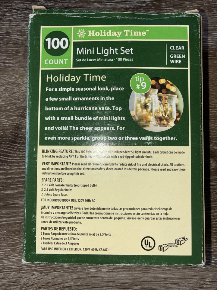 Holiday Time Mini Light Set 100 Count Clear Green Wire | eBay