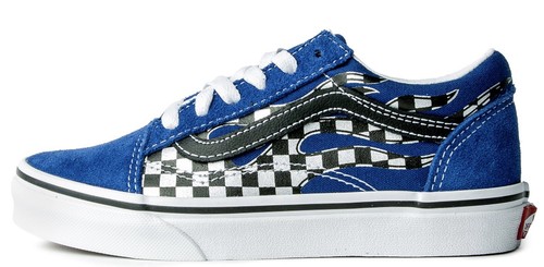 Vans Old Skool Flame Shoes Blue Checkered Size US Juniors 6 | eBay