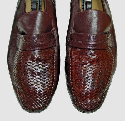 Sz 13 EXTRA WIDE BARKER/HITCHCOCK Men's Burgundy Woven Leather Shoes ...
