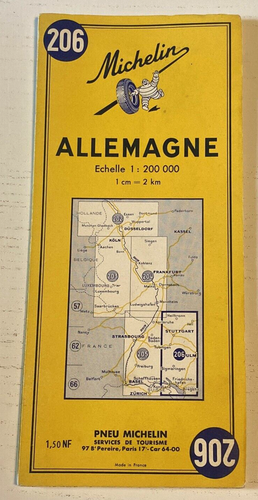 Carte MICHELIN N° 206 - Allemagne - 1963 - Bel Etat | eBay