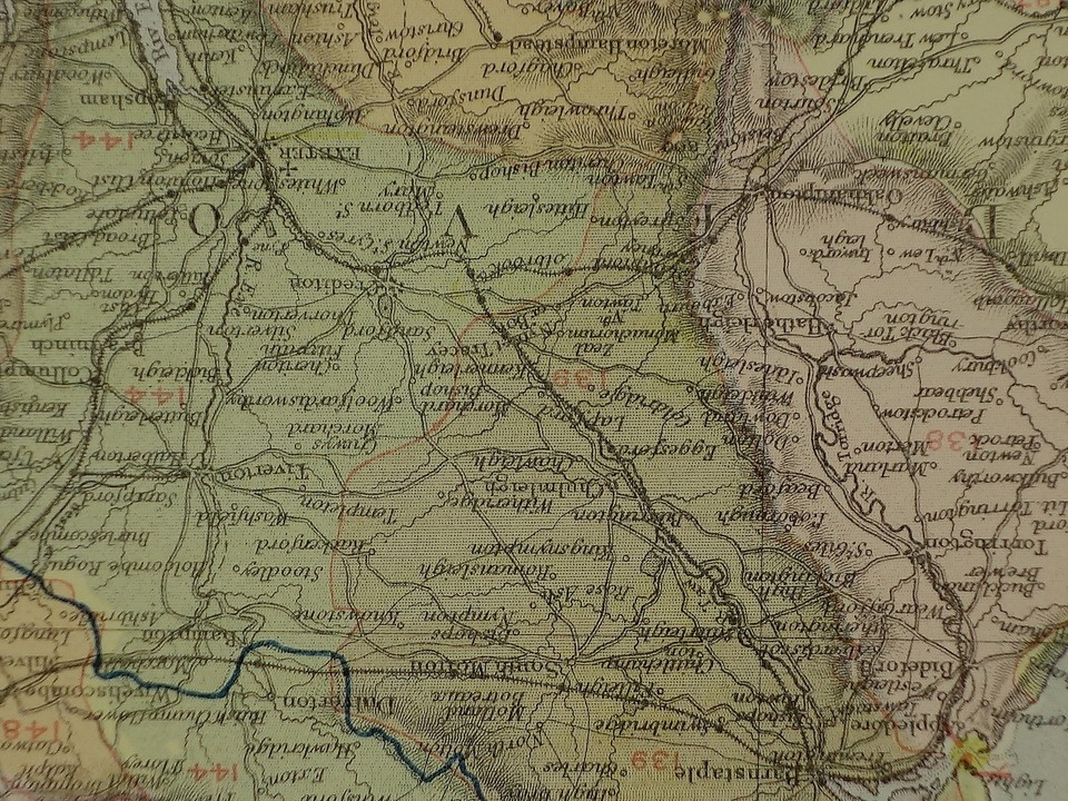 1883 LETTS MAP ~ CORNWALL PENZANCE DEVON SOMERSET DORSET POPULATION ...