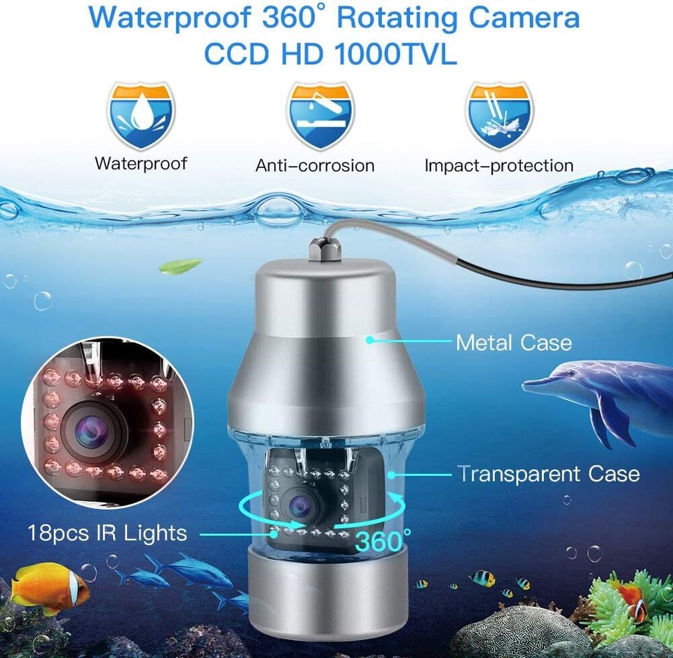 9in 30M Underwater Fishing Camera Video Fish Finder DVR 360° Horizontal ...