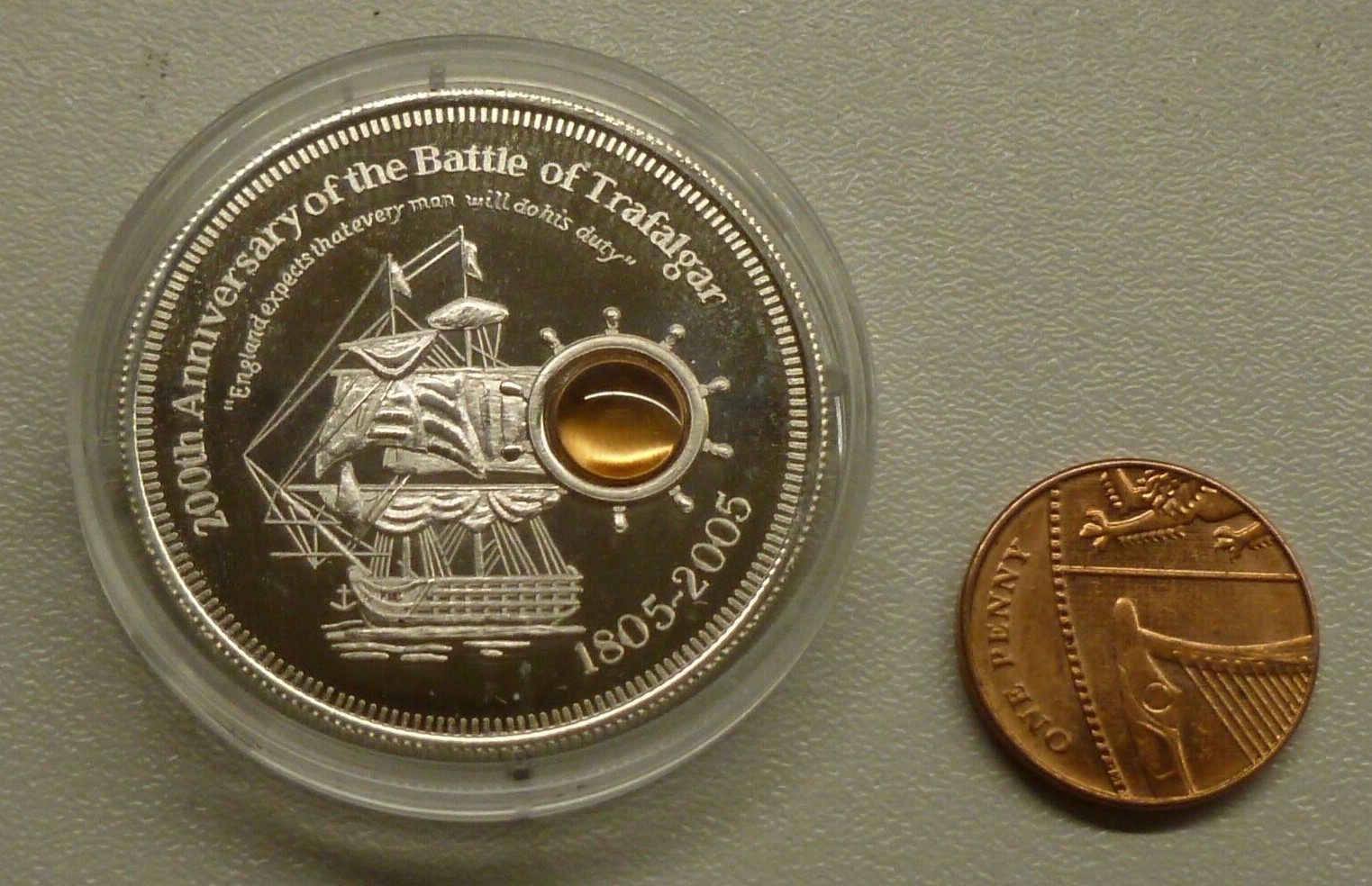 HMS Victory Trafalgar .925 Silver Proof $1 Cook Islands 2005 with ...