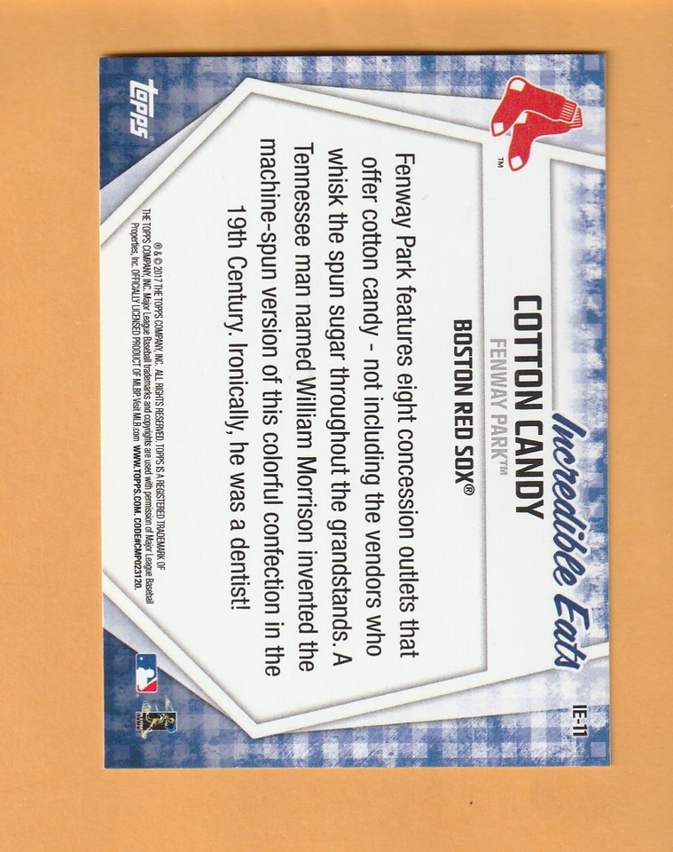 Cotton Candy Boston Red Sox 2017 Topps Opening Day Incredible Eats 7I ...