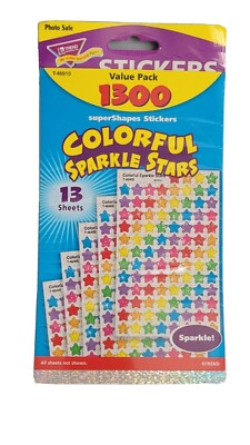 Trend Value Pack Super Shapes Colorful Sparkle Stars Sticker Set 1300 ...