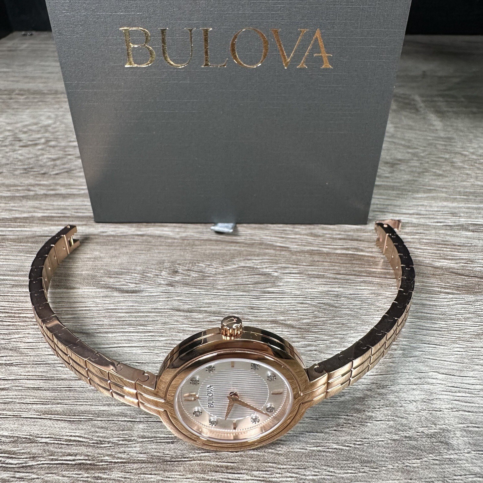 NEW DIAMOND Bulova Rhapsody Women's Rose Gold-Tone Watch 30MM 97P145 ...