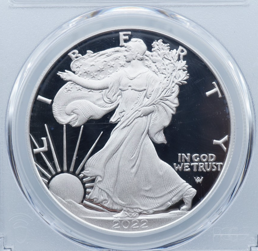 2022-W Proof American Silver Eagle Dollar PCGS PR70DCAM Gold Shield ...