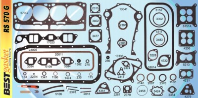 Ford 279 302 332+Lincoln 317 Y-Block V8 Full Engine Gasket Set BEST ...