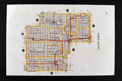 1917 Bowen Auto Map White County Indiana Monticello Buffalo Rynolds ...
