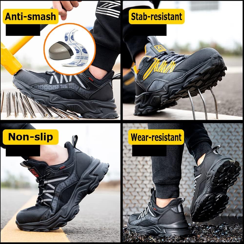 Mens Work Safety Shoes Lightweight Reflective Women Steel Toe ...