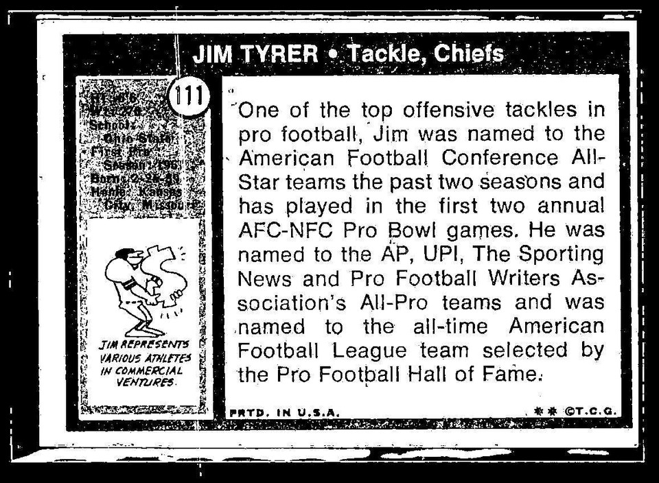 1972 Topps #111 Jim Tyrer VG | eBay