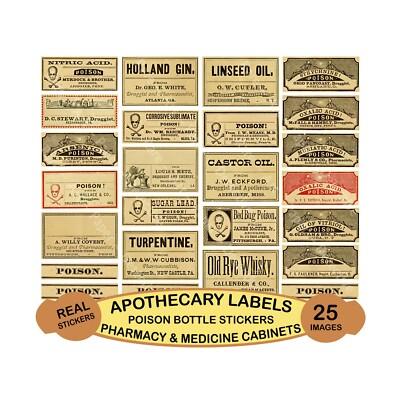 Halloween Poison Apothecary Stickers, Medicine Cabinet Labels, 1 Sheet ...