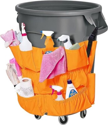 Trash Can Caddy Bag for Garbage Bins,Janitorial Duties - Fits 32 - 50 ...