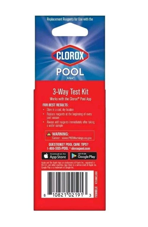 Clorox Reagent Clorox ReagRefill for 3-Way Test Kit for Testing Pool ...