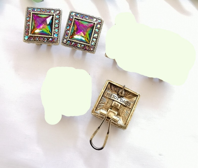 Heidi Daus Signature Crystal Square Button Stud Earrings | eBay