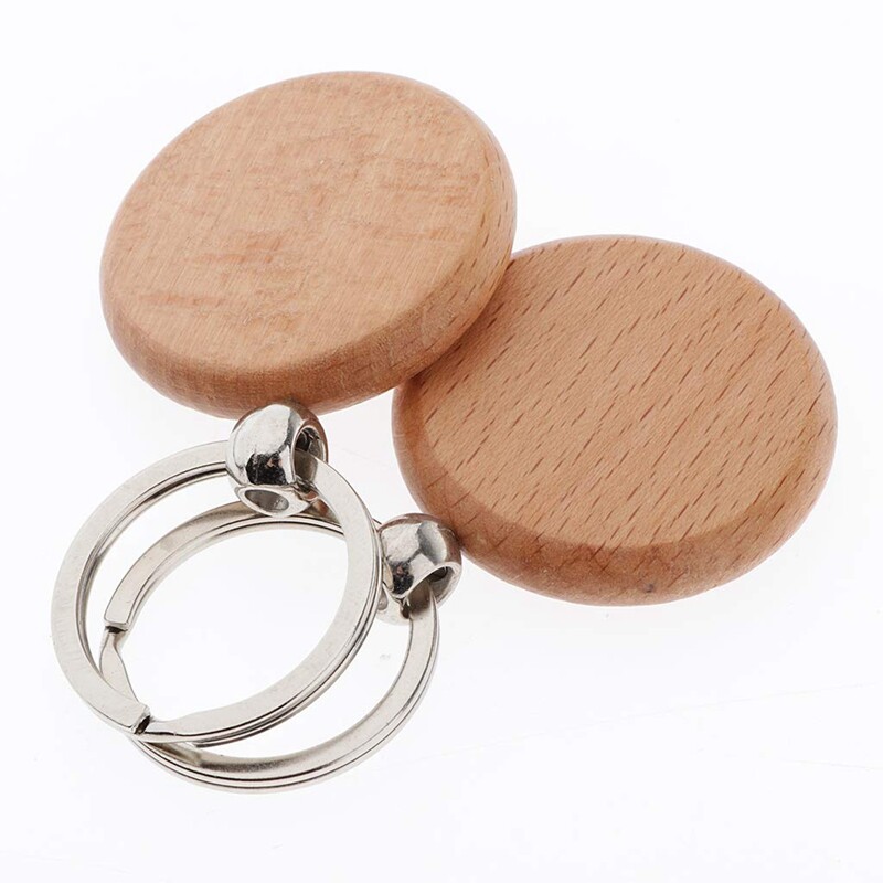 160Pcs Blank Round Wooden Key Chain DIY Wood Keychains Key Tags Can ...