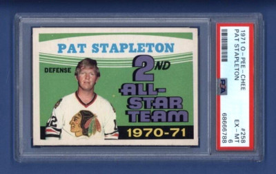 1971-72 OPC #258 PAT STAPLETON (as) PSA 6 EX-MT Chicago Blackhawks *ALL ...