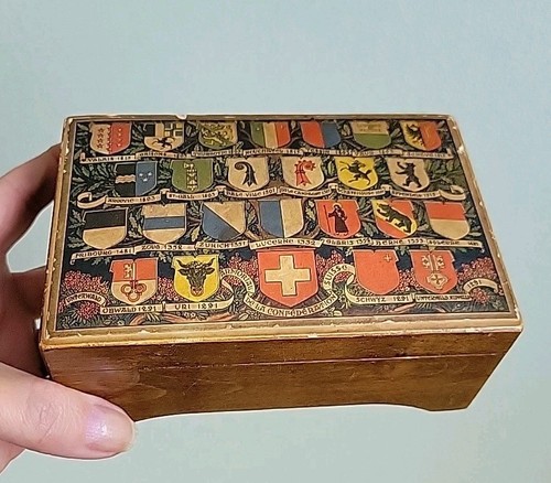 Vintage German Music Box in Wood Switzerland Music Box Player works. | eBay