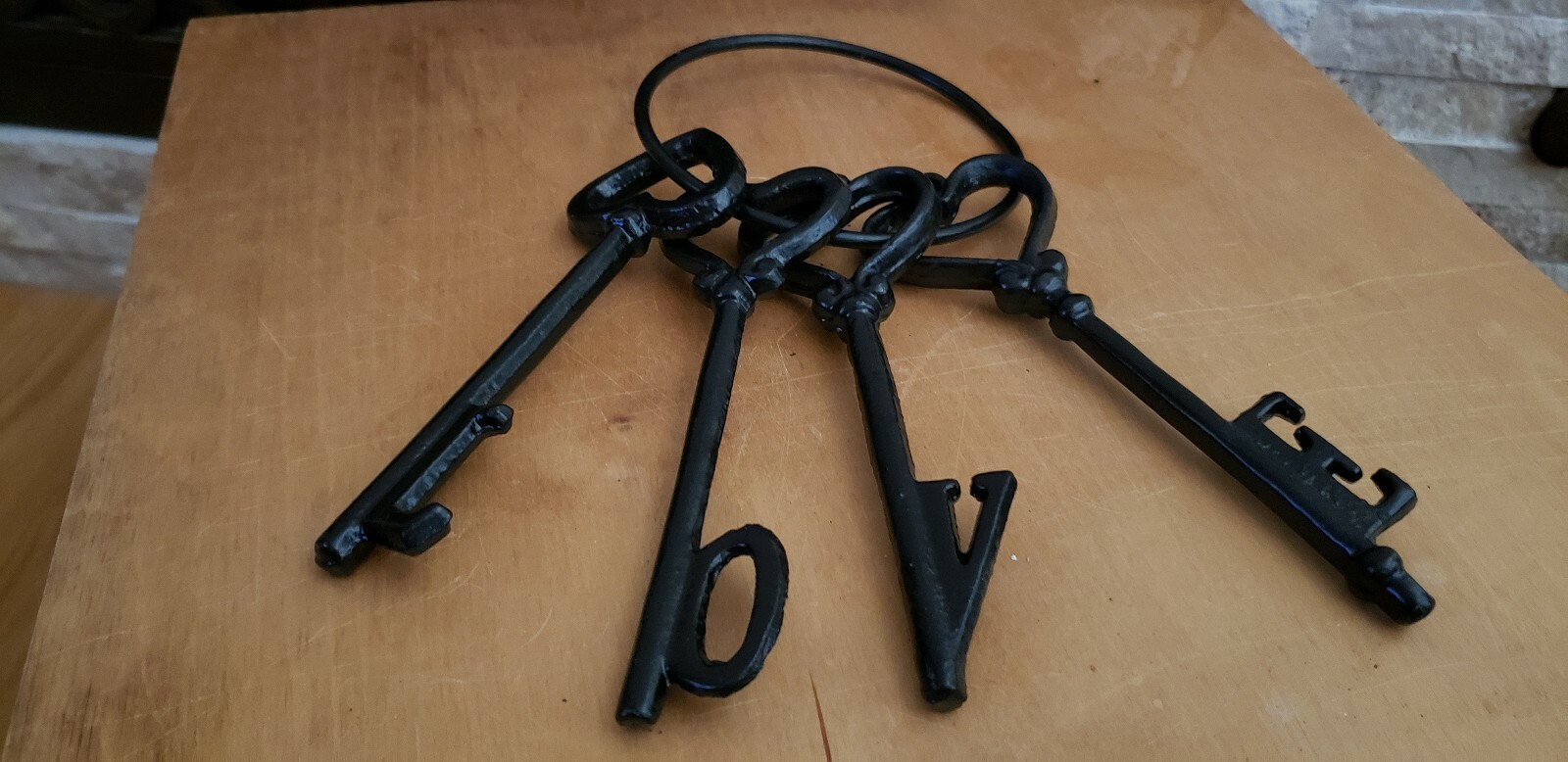 Rustic Wrought Black Iron Key Ring with 4 Heart Shaped Keys Love | eBay