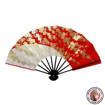 NEW [Hanakage] Dance fan Love Red Purple White dyed with gold-plated ...
