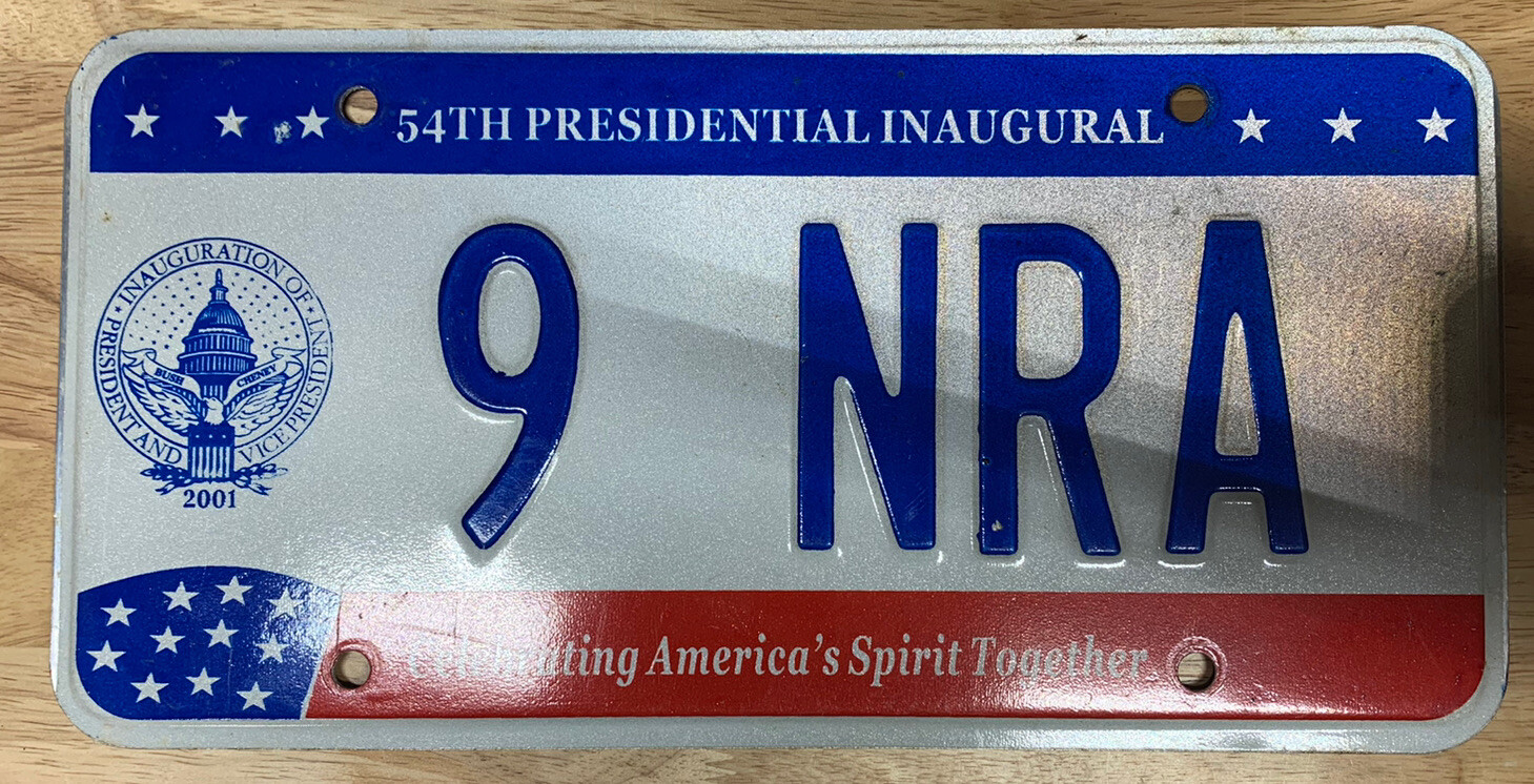 NRA License Plate 54th Presidential Inaugural 9 NRA Bush Cheney 2001 ...