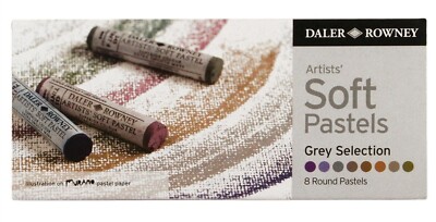 Daler Rowney Soft Chalk Round Pastels Set of 8 Grey Shades Selection | eBay