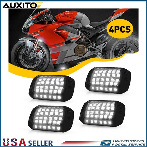 4x Pure White LED Rock Lights Underbody Glow Lamp for Offroad SUV ...