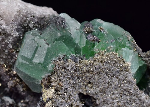 9.8cms GREEN FLUORITE PYRITE QUARTZ CRYSTAL GALENA PERU MILPO PERU ...
