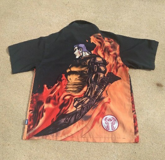 Vtg Y2K Veezo Terminator Flames Anime Japan AOP Shirt… - Gem