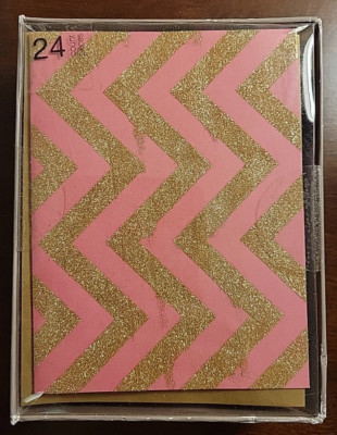 24 American Greetings Pink Gold Chevron Note Cards With Envelopes Blank ...